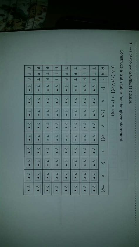 Solved Construct A Truth Table For The Given Statement R