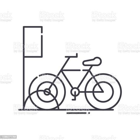 자전거 도시 주차 아이콘 선형 절연 일러스트레이션 얇은 선 벡터 웹 디자인 기호 흰색 배경에 편집 가능한 스트로크와 개요 개념