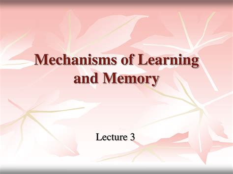 PPT Mechanisms Of Learning And Memory Understanding Psychological Processes PowerPoint