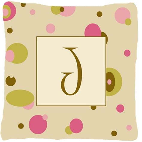 Letter J Initial Monogram Tan Dots Indoor And Outdoor Fabric Decorative