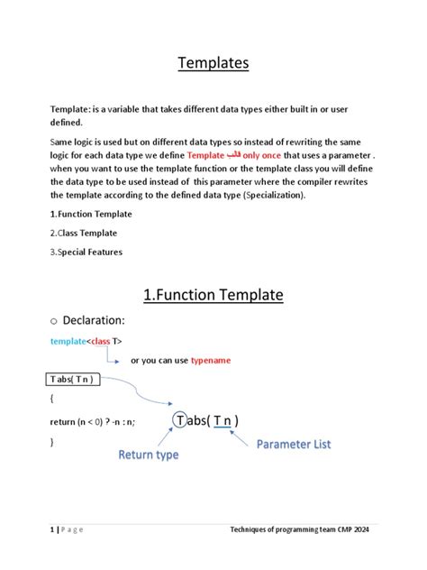Templates Summary Pdf Parameter Computer Programming Subroutine
