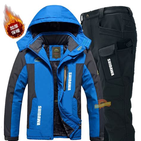 Shidawa 두껍고 따뜻한 플리스 방수 방한 낚시 자켓 남성용 소프트 쉘 하이킹 바지 겨울 낚시 의류