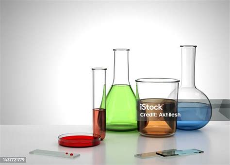 현실적인 3d 빈 실험실 장비 테스트 튜브 플라스크 비커 페트리 접시 3d 그림 다중 색상에 대한 스톡 사진 및 기타 이미지