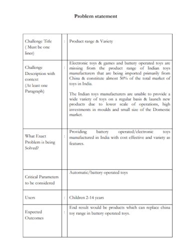 Free 8 Product Problem Statement Samples [ Management Design Development ]