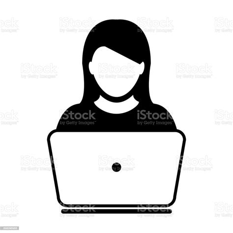 사용자 아이콘 벡터 문양 그림 기호에 비즈니스 및 온라인 통신 네트워크에 대 한 노트북 컴퓨터 여성 사람 프로필 아바타 사람들에