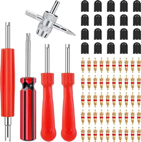 Weideer Valve Stem Removal Tool Set 50pcs Valve Cores 20pcs Tire Valve Caps 1pcs