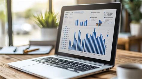 Laptop With Data Analysis Charts And Graphs On Screen Premium Ai