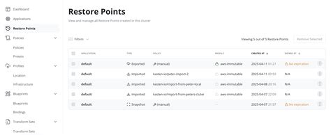 Dashboard Overview Veeam Kasten