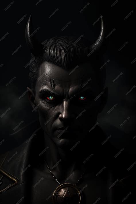 Premium Photo A Portrait Of A Devil With Green Eyes And Red Eyes