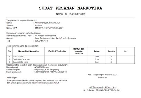 Surat Pesanan Narkotika Yang Benar Itu Bagaimana Vmedis