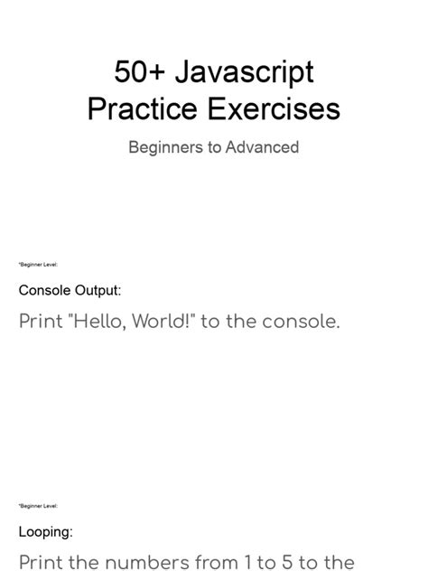 50 Javascript Practice Exercises By Zayn Pdf Java Script