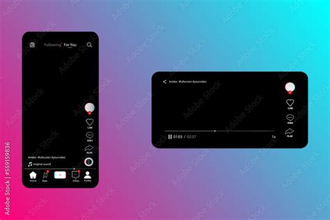 Social Media Interface Concept Phone Screen UI Mockup In Vertical And Horizontal View For Full