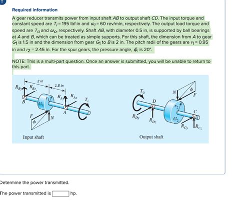 Solved A Gear Reducer Transmits Power From Input Shaft AB To Chegg Com