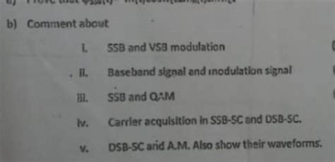 Solved B Comment About 1 S5b And Vsb Modulation Ii