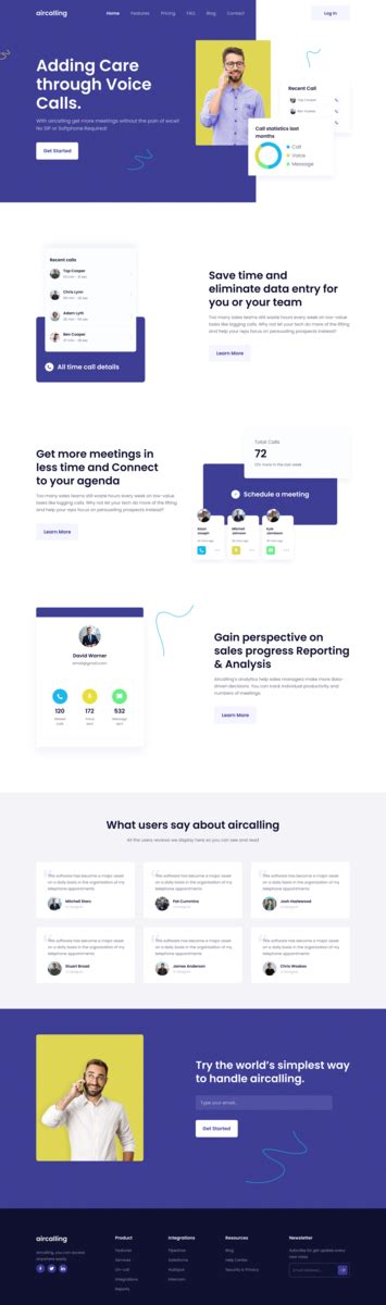 Aircalling Landing Page Design By Sajib Rahman For Uihut Ui Ux Design