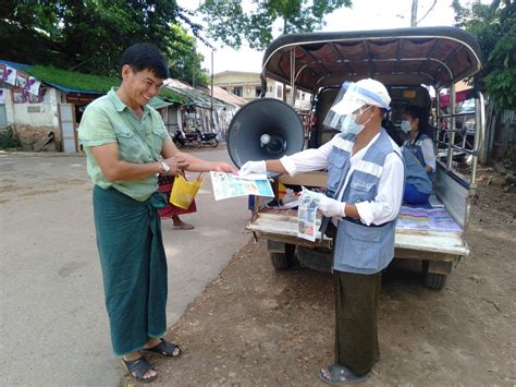 ကော့ကရိတ်မြို့တွင် ဘေးအန္တရာယ်စီမံခန့်ခွဲမှု ဦးစီးဌာနမှ နှာခေါင်းစည်းများ၊ လက်ကမ်း စာစောင်များ ဖ