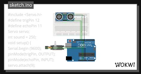 Servo Sensor Jarak Wokwi Esp32 Stm32 Arduino Simulator