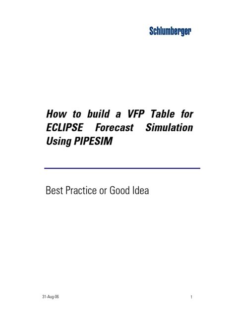 How To Build A Vfp Table For Eclipse Forecast Simulation 4238270 01 Pdf Simulation