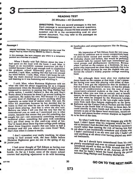 Act Reading Test Prose Fiction Social Science Natural Science