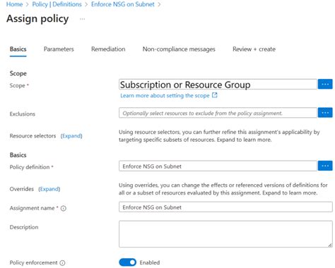 Manage Nsg Association On Subnets Via Azure Policy Microsoft