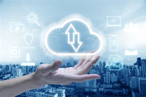 Businessman Showing Virtual Screen With Cloud Computing And Technology Icons Cloud Computing