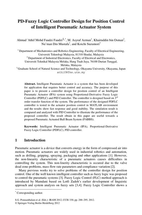 Pdf Pd Fuzzy Logic Controller Design For Position Control Of