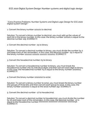 ECE Problem Set ECE Fundamentals Of Digital System Design Fall Section IE