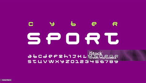 테크니컬 와이드 두꺼운 미래 글꼴 디지털 사이버 알파벳 A부터 Z까지의 트렌디한 원형 대문자 굵은 글씨와 0에서 9까지의 숫자