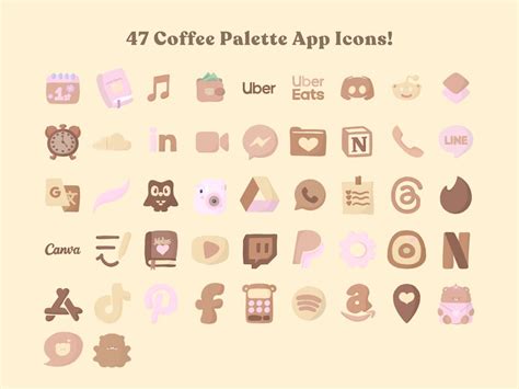 Cute App Icons Coffee App Icons Home Screen Set Up Kawaii App Icon Pack Cute App Icons Etsy
