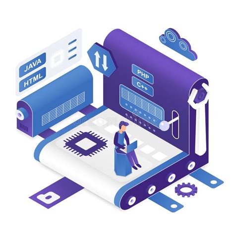 Programming Isometric Vector Illustration Stock Vector Illustration Of Developing Design