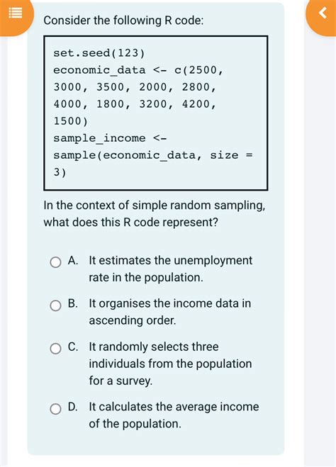 Solved Consider The Following R ﻿codesampleincome