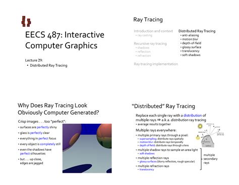 Lecture Notes Lecture 29 Ray Tracing Eecs 487 Interactive Computer