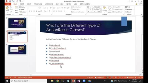Actionresult Classes In Mvc Youtube