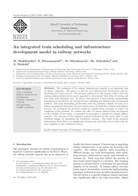 Pdf An Integrated Train Scheduling And Infrastructure Development Model In Railway Networks