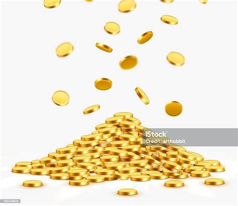 떨어지는 동전 떨어지는 돈 골드 동전 황금 비를 비행 잭 팟 또는 성공 개념 현대 배경입니다 3차원 형태에 대한 스톡 벡터 아트 및 기타 이미지 Istock