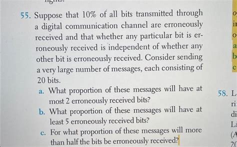 Solved 55 Suppose That 10 Of All Bits Transmitted Through