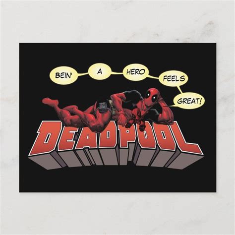Deadpool Lying Down With Toy Postcard Funny Postcards Funny Character Funny Greetings