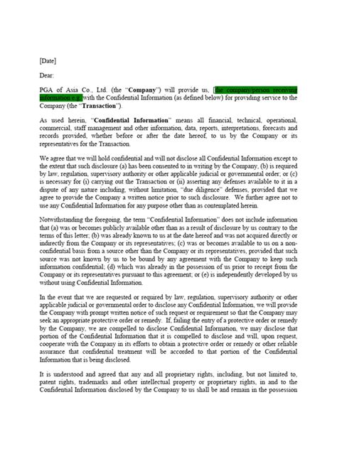 Sample Of Confidentiality Letter Pdf Injunction Legal Remedy