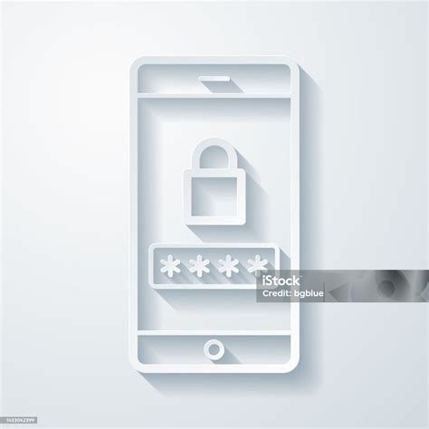 암호가있는 스마트 폰 빈 배경에 종이 잘라내기 효과가 있는 아이콘 3차원 형태에 대한 스톡 벡터 아트 및 기타 이미지 3차원 형태 개념 공란 Istock