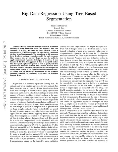 Pdf Big Data Regression Using Tree Based Segmentation