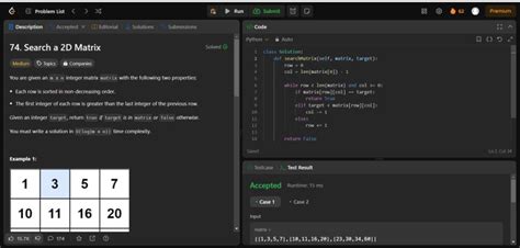 Vaishnavi Mishra On Linkedin 🚀 Day 23 Of 50 Searching In A 2d Matrix With Leetcode Problem 74