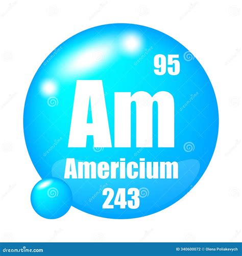 Americium Element Symbol Atomic Number 95 Mass 243 Yellow Square