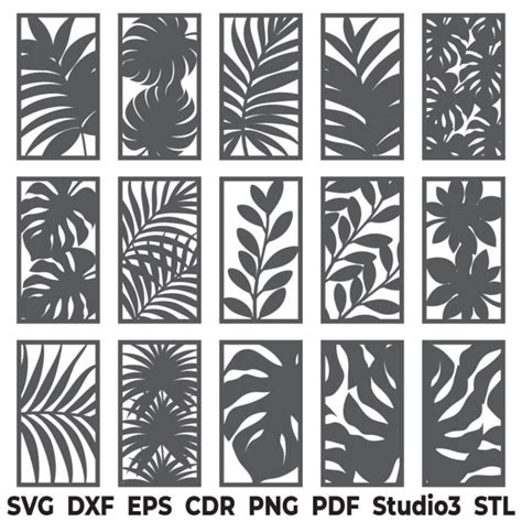 Tropical Leaves Panel Svg Laser Cut File Palm Leaf Pattern Cricut