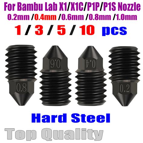 For Bambu Lab X1 X1c P1p P1s Nozzle Hardened Steel 02 04 06 08 1