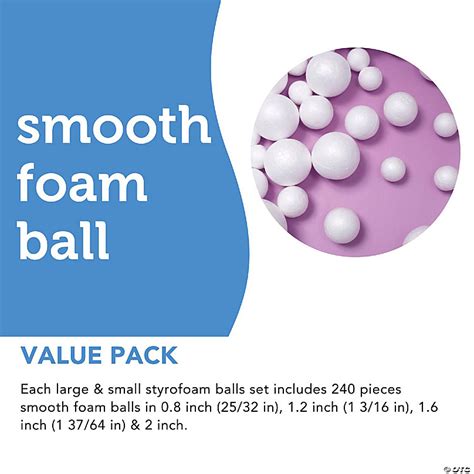 Incraftables Styrofoam Balls 240pcs 08in 12in 16in 2in Assorted Foam
