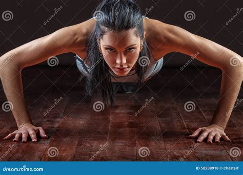 Woman Pushed From The Floor Stock Photo Image Of Push Lifestyle