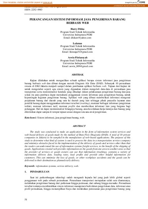 Pdf Perancangan Sistem Informasi Jasa Pengiriman Barang Berbasis Web