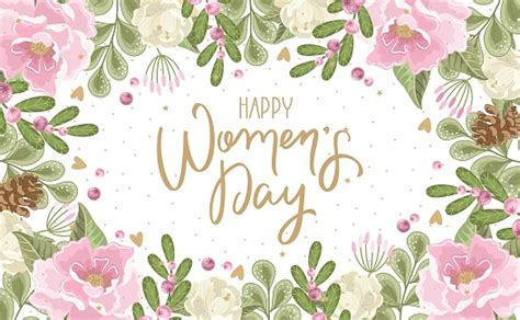 여성의 날 인사말 카드 손으로 그린 꽃 배경 8 3 월 여성 휴가를위한 문자 문자 메시지 레터링 디자인과 손으로 그리기 텍스처와 벡터 템플릿 카드 포스터 전단지를 위한