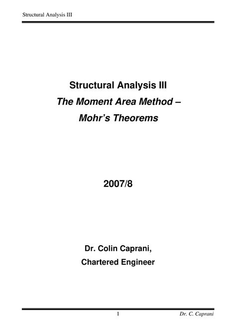 Mohrs Theorems Structural Analysis Iii The Moment Area Method Mohrs Theorems 2007 Dr