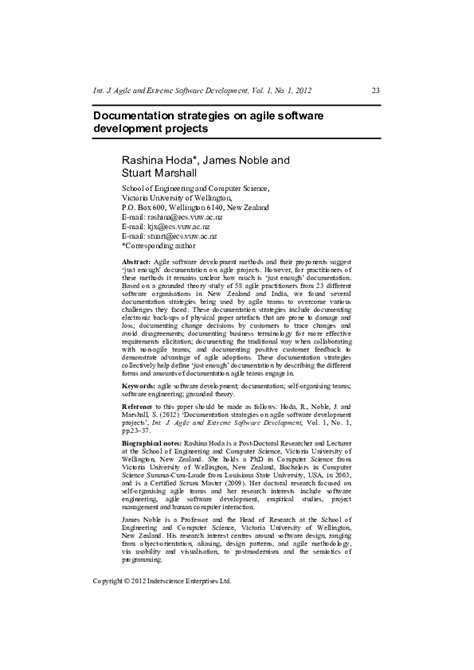 Pdf Documentation Strategies On Agile Software Development Projects